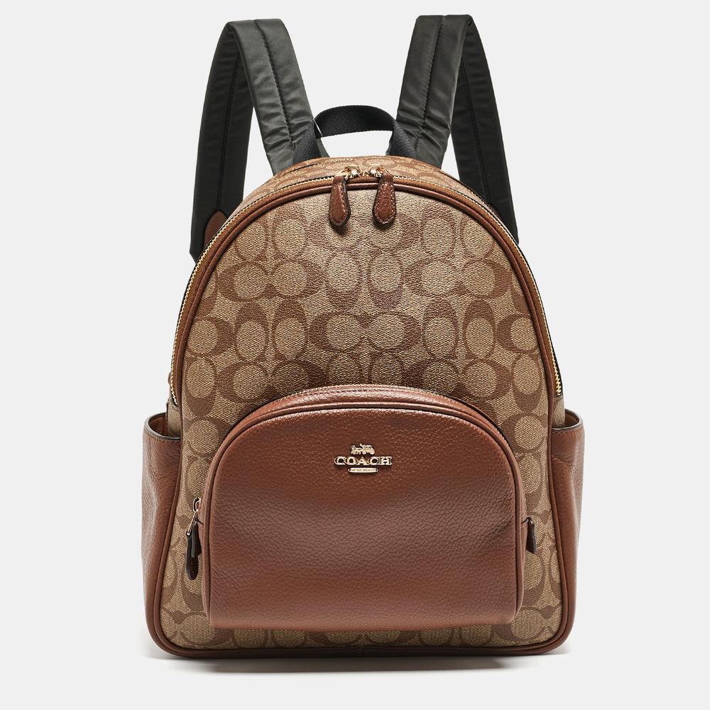 Coach Brown/Beige Signature Coated Canvas And Leather… - Gem